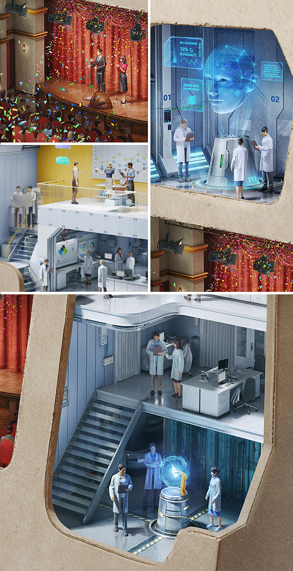 创意非凡的“世界中的世界”3D插图